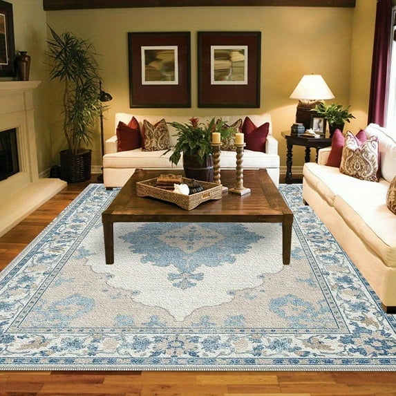 1PC Vintage Style Area Rug Partial Carpet, Lightweight Washable Easy-to-Clean Carpet Mat ...