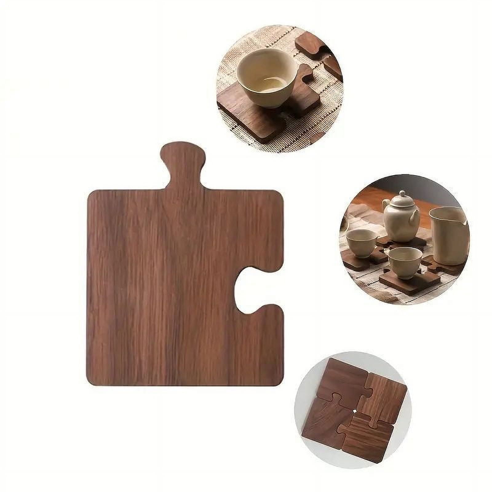 1PC Vintage Wooden Puzzle Coaster Retro Wood Jigsaw Drink Mat Non-Slip ...