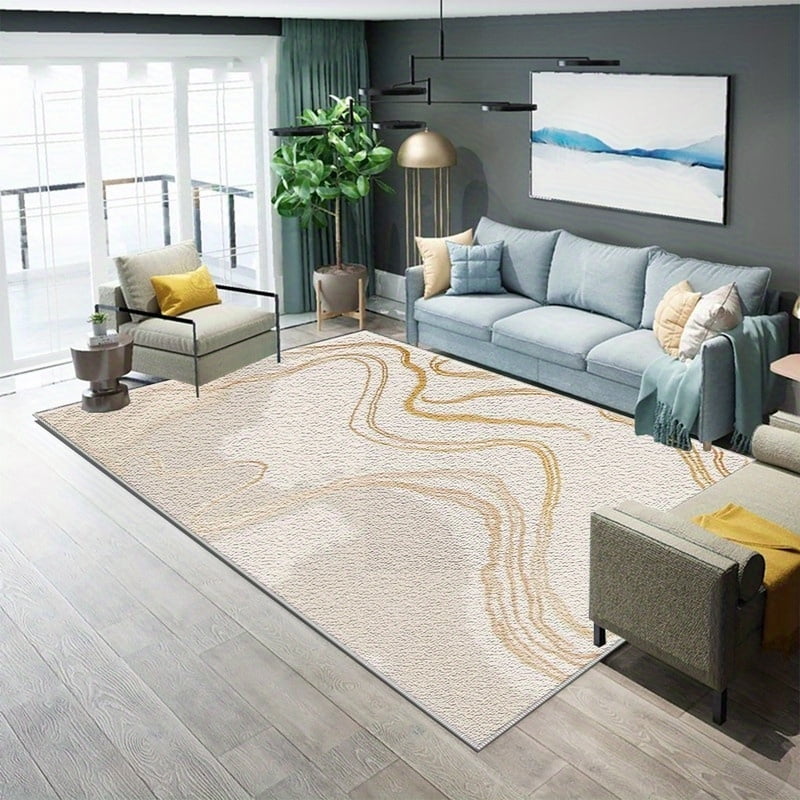 1PC Wavy Line Pattern Area Rug Local Carpet, Lightweight Washable Easy ...