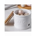 1PC White Ceramic Garlic Keeper with Lid, Round Garlic Crisper Storage ...