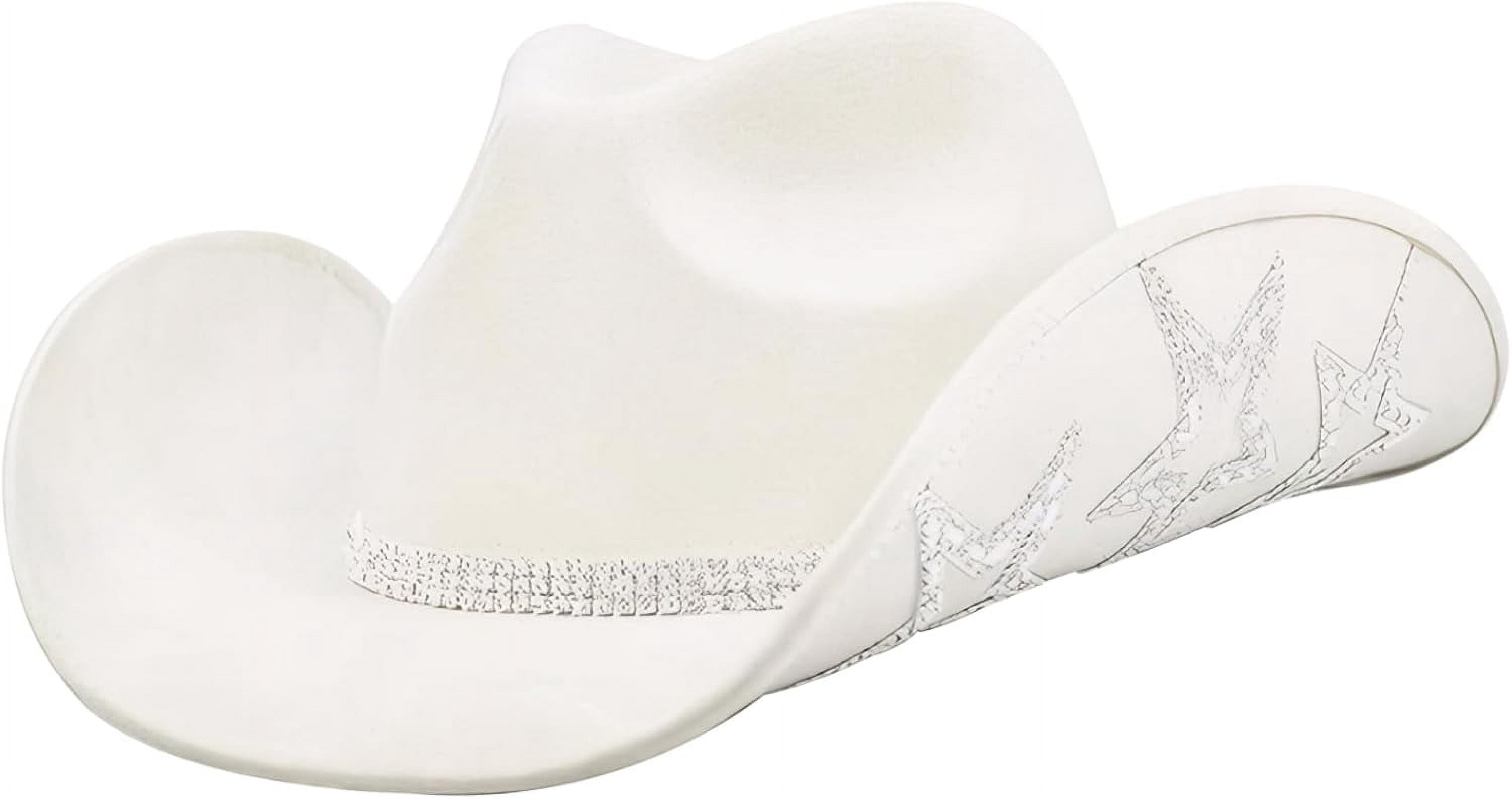 1PC White Rhinestone Cowgirl Hat, Wide Brim, Lightweight, One Size Fits ...
