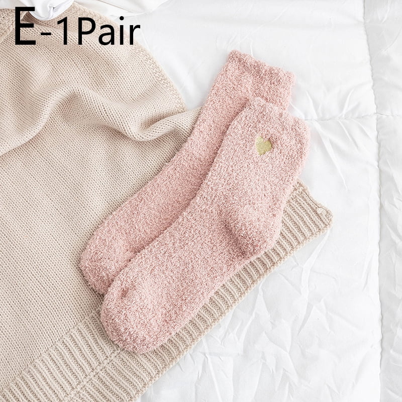 1PC Winter Warm Women Fuzzy Socks Thicken Coral Fleece Sock Solid Soft ...