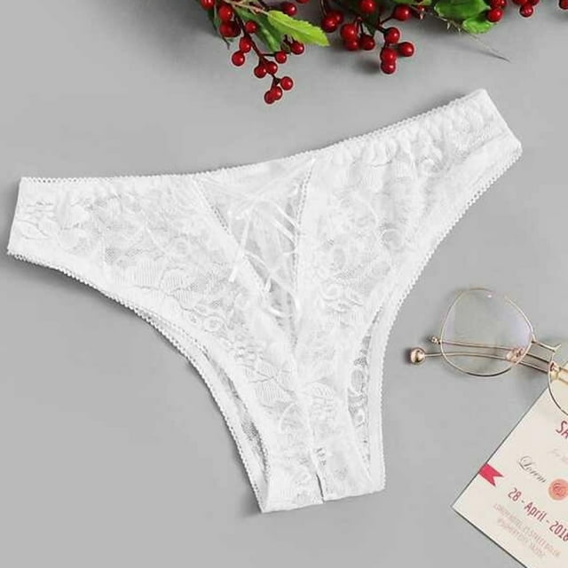 1PC Women Sexy Floral Lace Panty Underwear Brief Plus Crotchless Thong ...