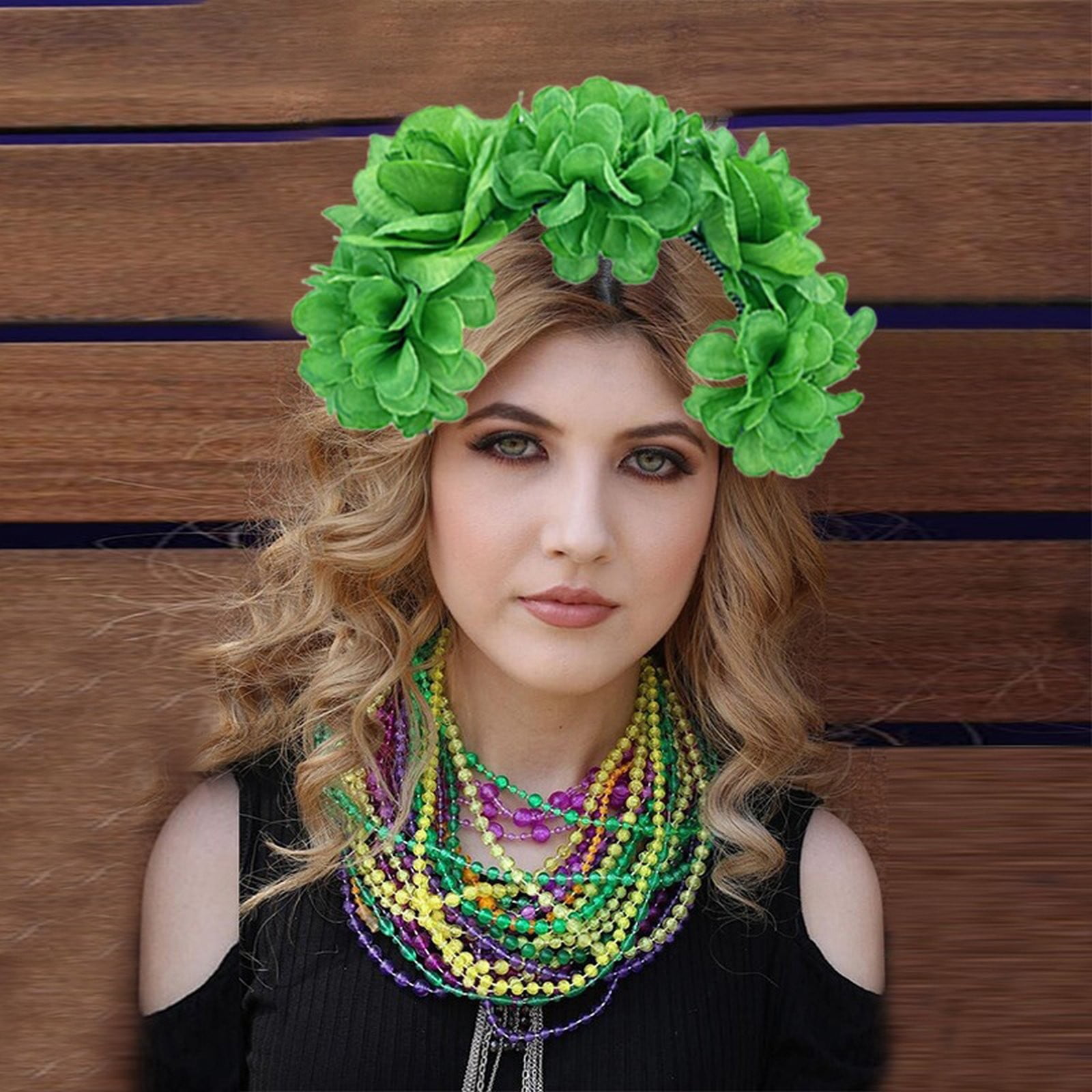 1PC Women's St. Patrick's Holiday Flower Wreath Green Headband ...