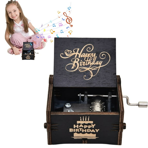 1PC Wooden Hand Cranked Music Box Antique Retro Compact Melody Box ...