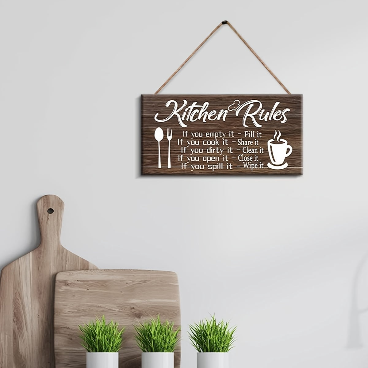 1PC Wooden Kitchen Rules Wall Pendant - Kitchen Rules Decoration for ...