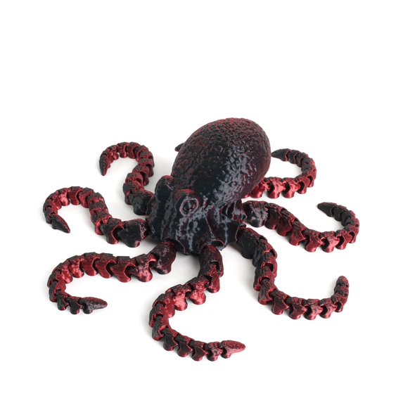 1PC black red 27cm 3D printed octopus figurine with movable joints ...