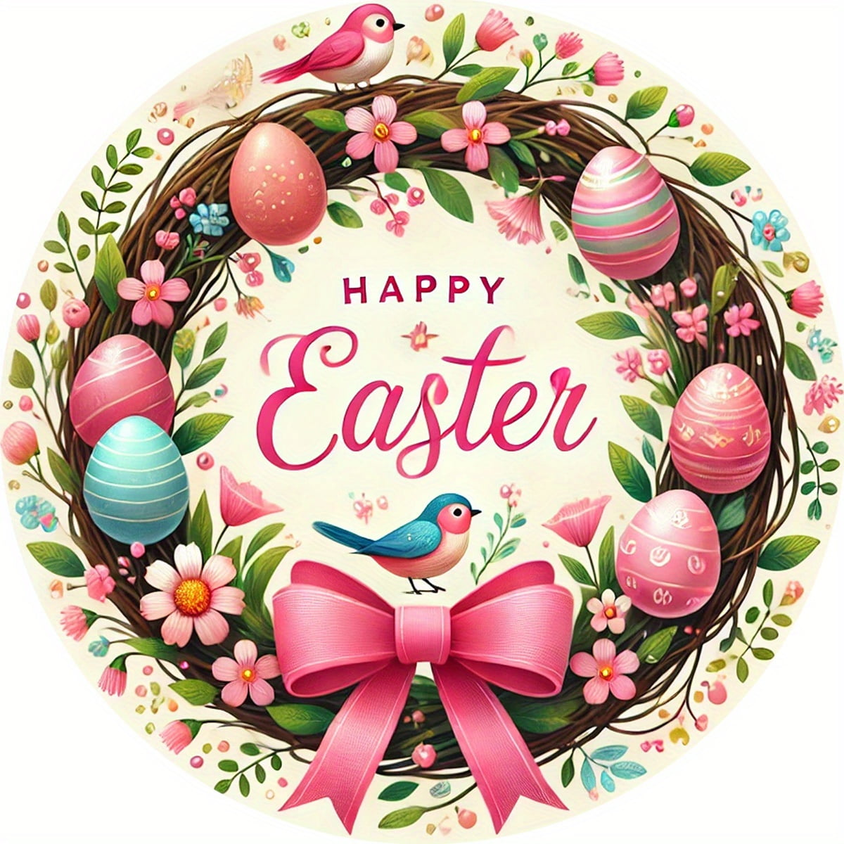 1PC，creative Easter decoration, metal logo, warm blessing wreath with ...