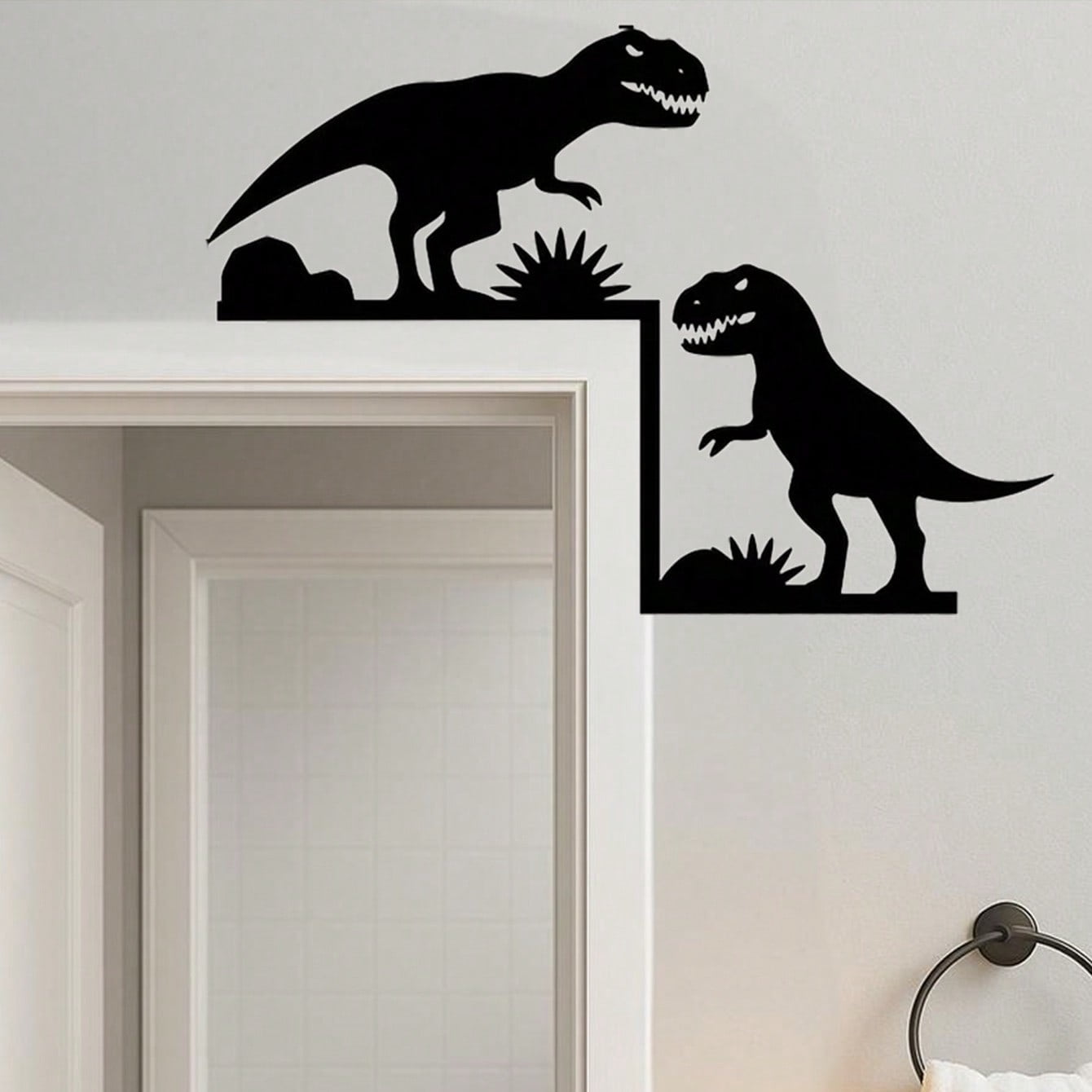 1PC dinosaur metal door frame decoration, unique iron craftsmanship ...