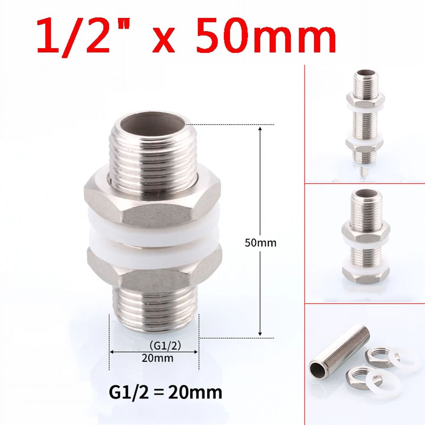 1PCS 1/2" BSP x 40mm/50mm/60mm/80mm/100mm/120mm Length DN15 304 Stainless Steel Lock Pipe ...