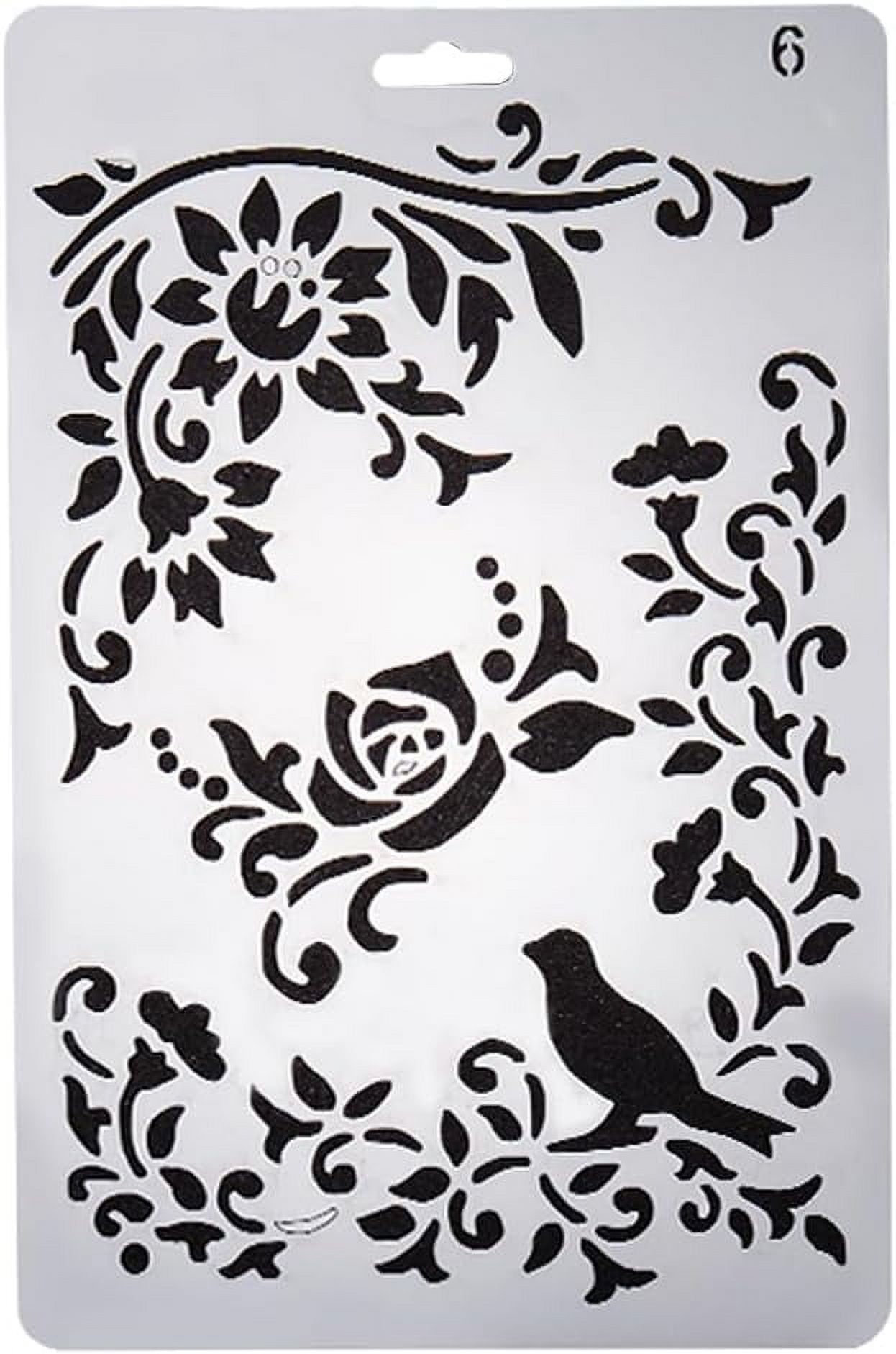 1PCS 10x 6.8 Inch Flower Line Drawing Stencils Plastic Leaves Vine ...