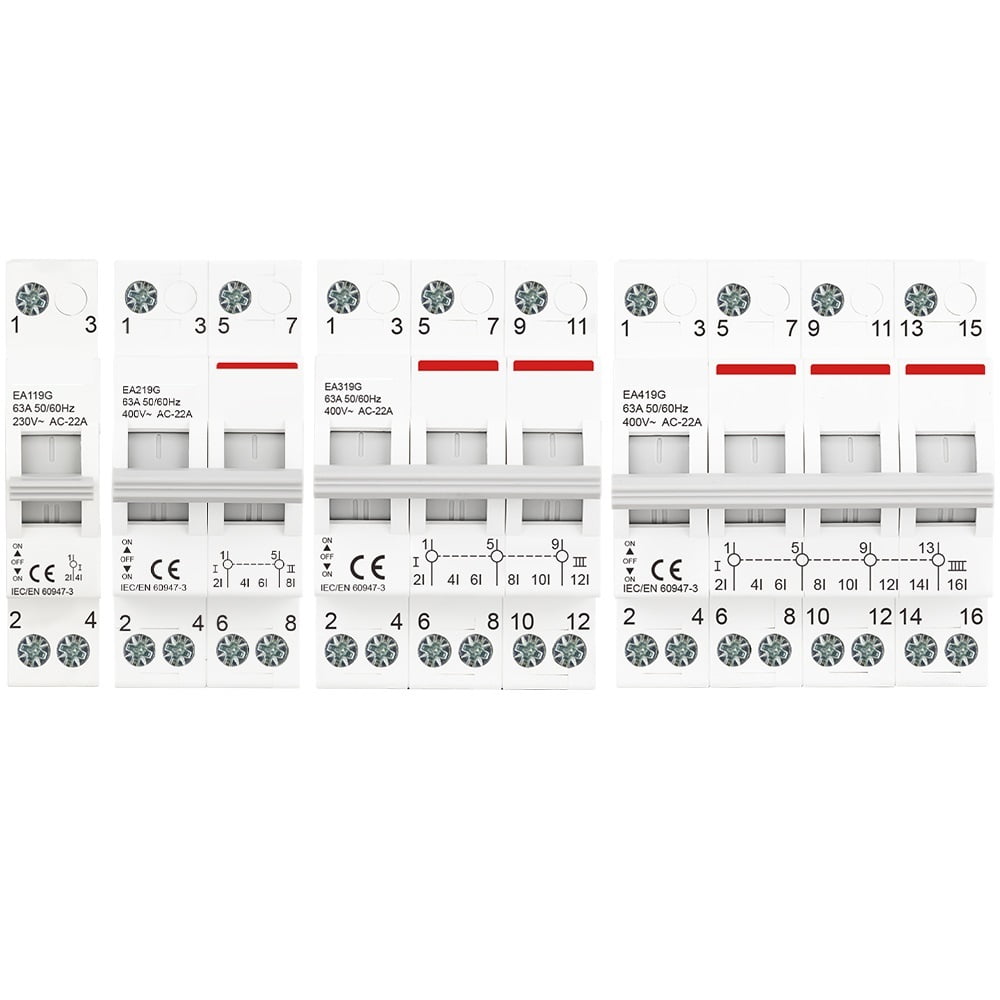1PCS 1P 2P 3P 4P 40A 63A Din Rail Modular Dual Power Manual Transfer ...