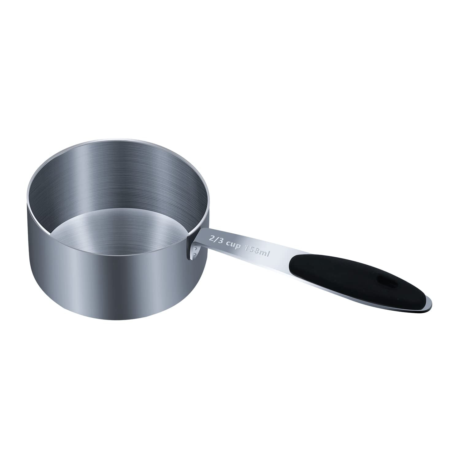 1PCS 2/3Cup (158ml, 5.4oz) Single Measuring Cup with Black Silicone ...