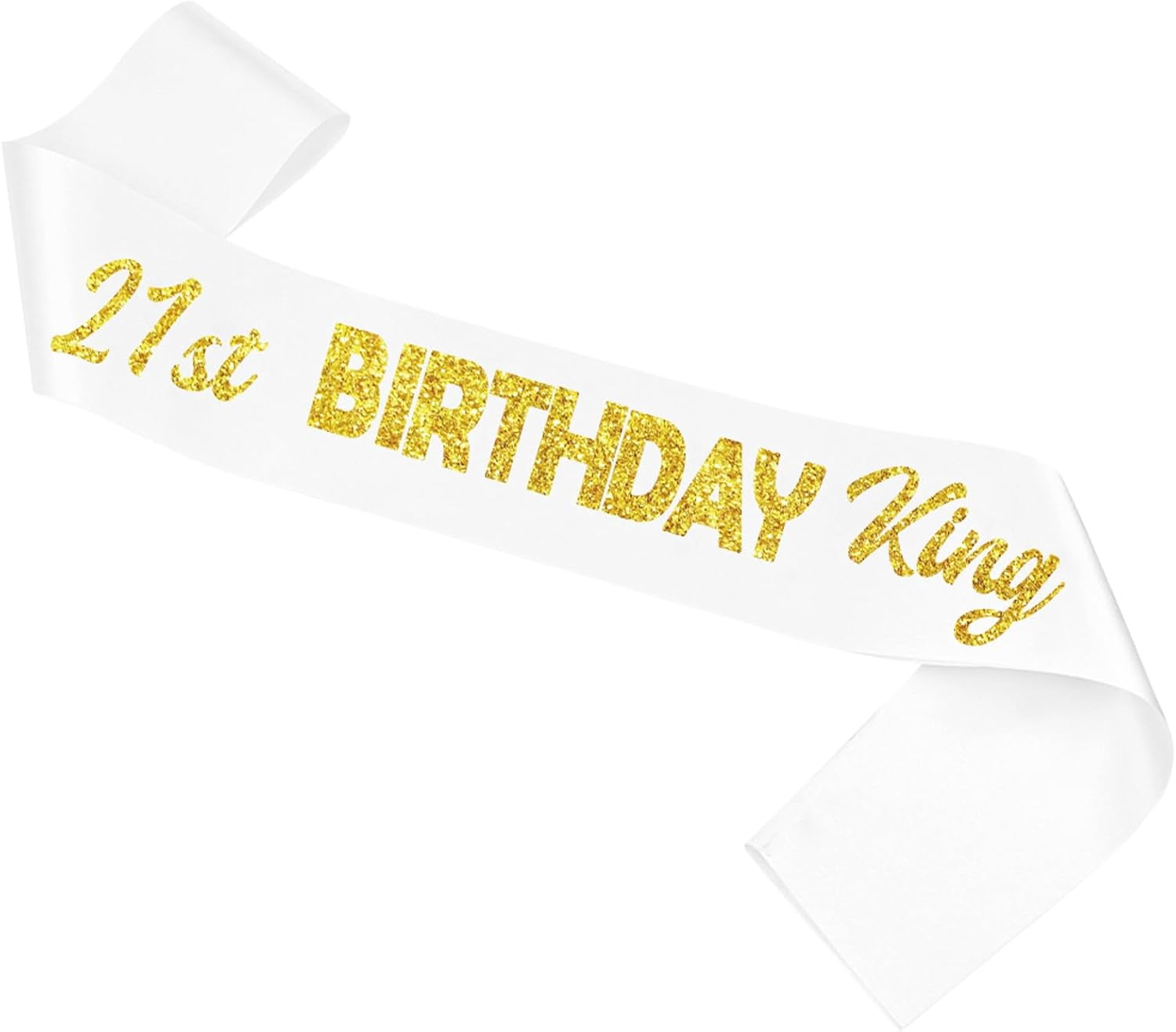 1PCS 21st Birthday King Sash, White Satin Sash with Gold Glitter ...