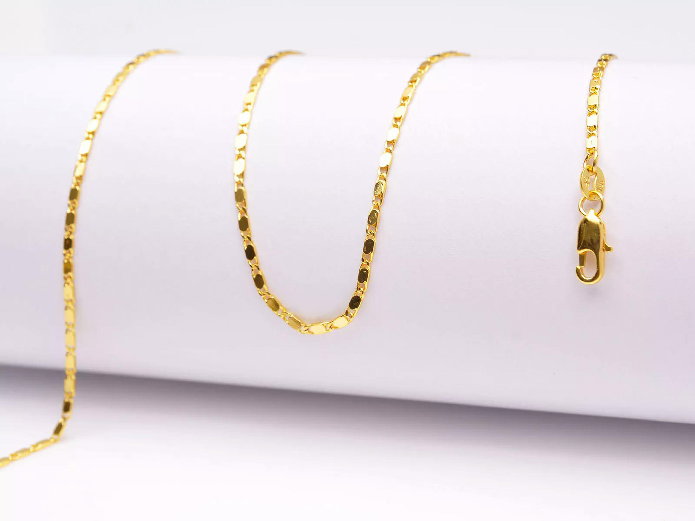 1PCS 22inch 18KGF Gold Smooth Chain Necklace Accessorie Jewelry ...