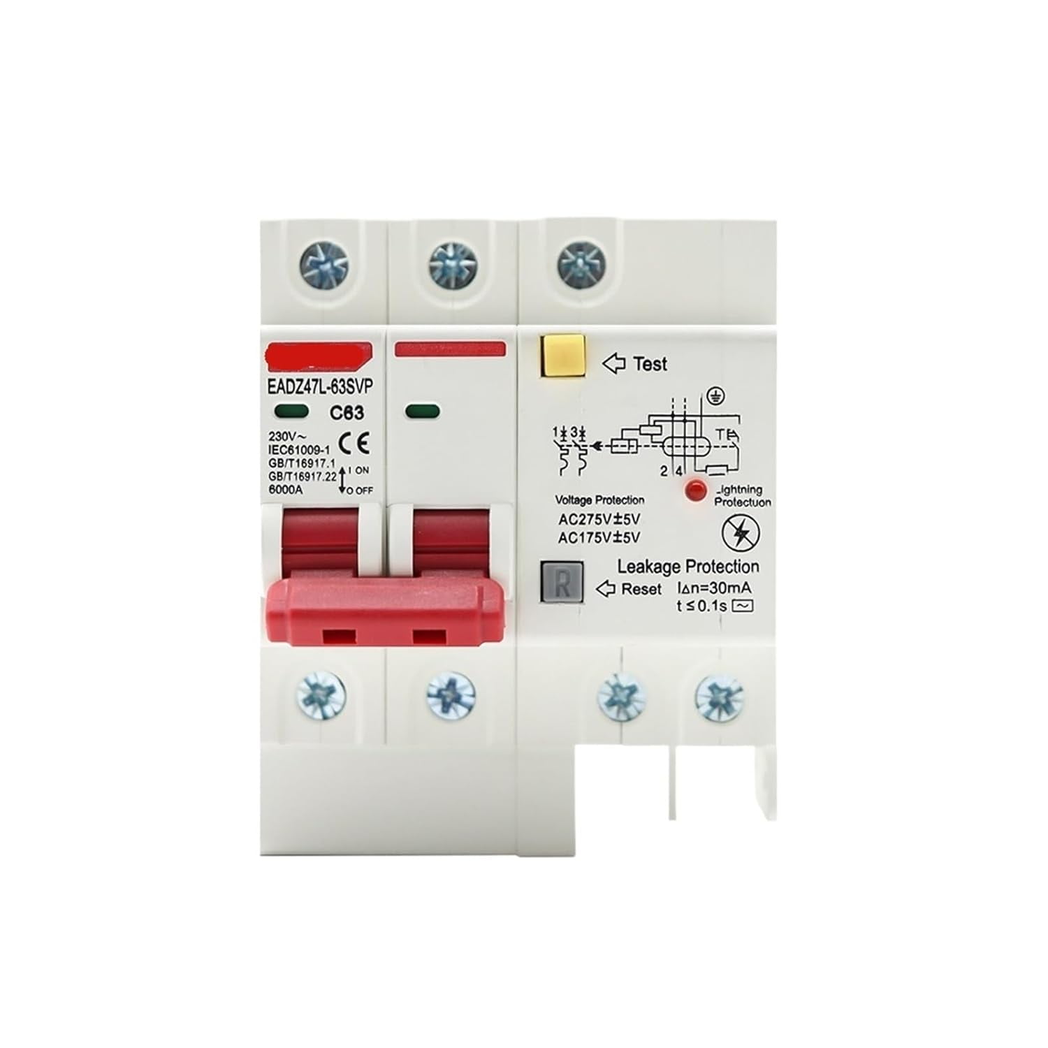 1PCS 230V 2P SPD Leakage Circuit Breaker with Overload and overvoltage ...