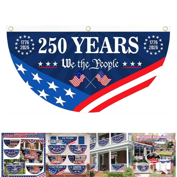 1PCS 250th Anniversary USA Bunting Flag1.5x3FT 1776-2026th Birthday ...