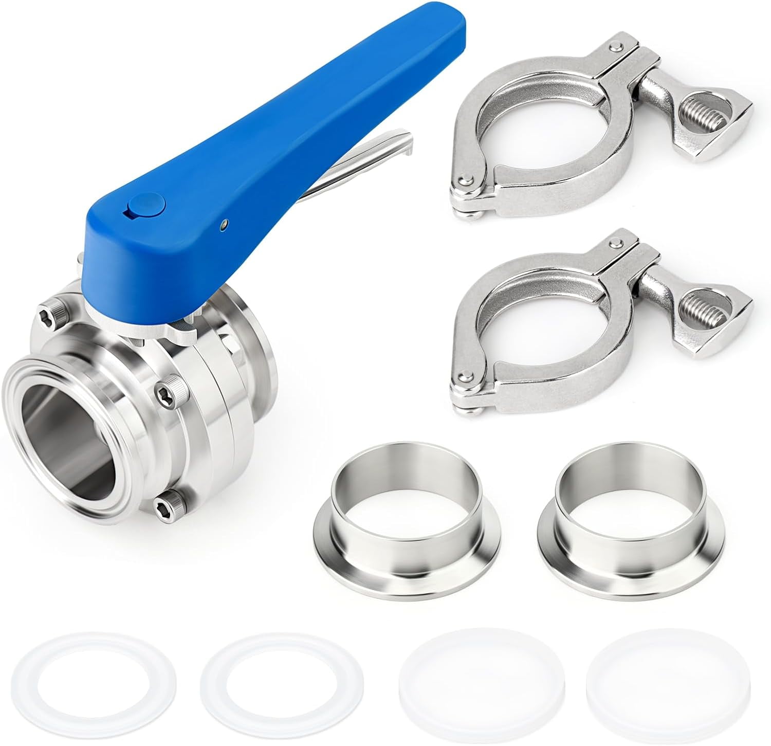 1PCS 304 Stainless Steel 2" Tube OD Butterfly Valve Kit with 2" Tri ...