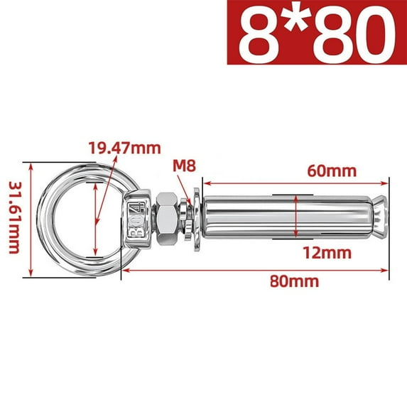 1PCS 304 Stainless Steel Expansion Bolt Lifting Eye Bolt With Nut Ring ...