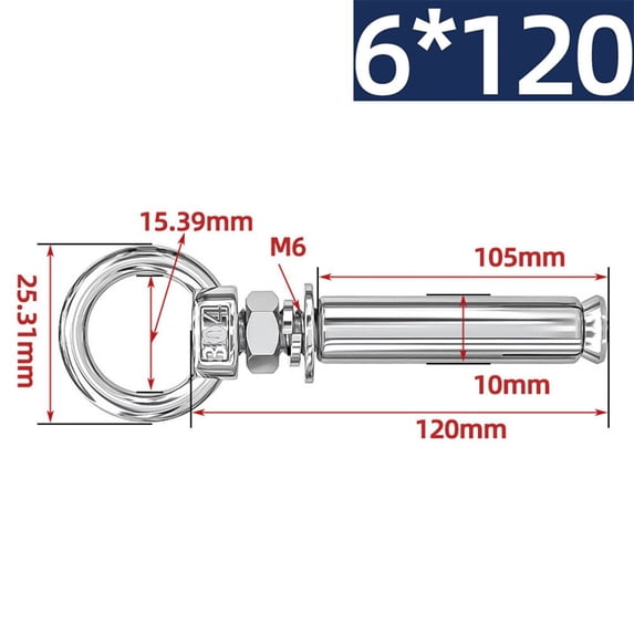 1PCS 304 Stainless Steel Expansion Bolt Lifting Eye Bolt With Nut Ring ...