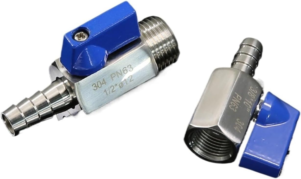 1PCS 304 stainless steel 1/8 1/4 3/8 1/2 BSP x 7/8/10/12mm hose barb mini sanitary ball valve ...