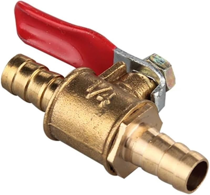 1PCS 6mm 8mm 10mm12mm hose barb red handle valve inline brass water oil ...
