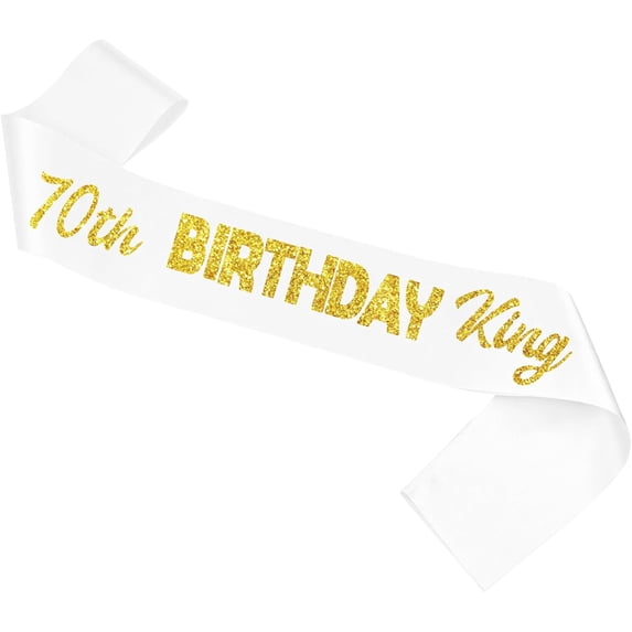 1PCS 70th Birthday King Sash, White Satin Sash with Gold Glitter ...