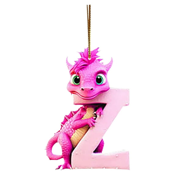 1PCS Personalized Pink Dragon Letter Christmas Ornament - 26-Letter DIY ...