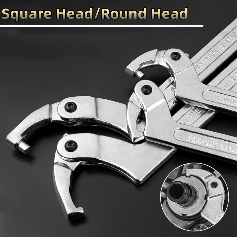 1PCS Adjustable Wrench Hook Spanner Square/Round Head CR-V Spanner Key ...