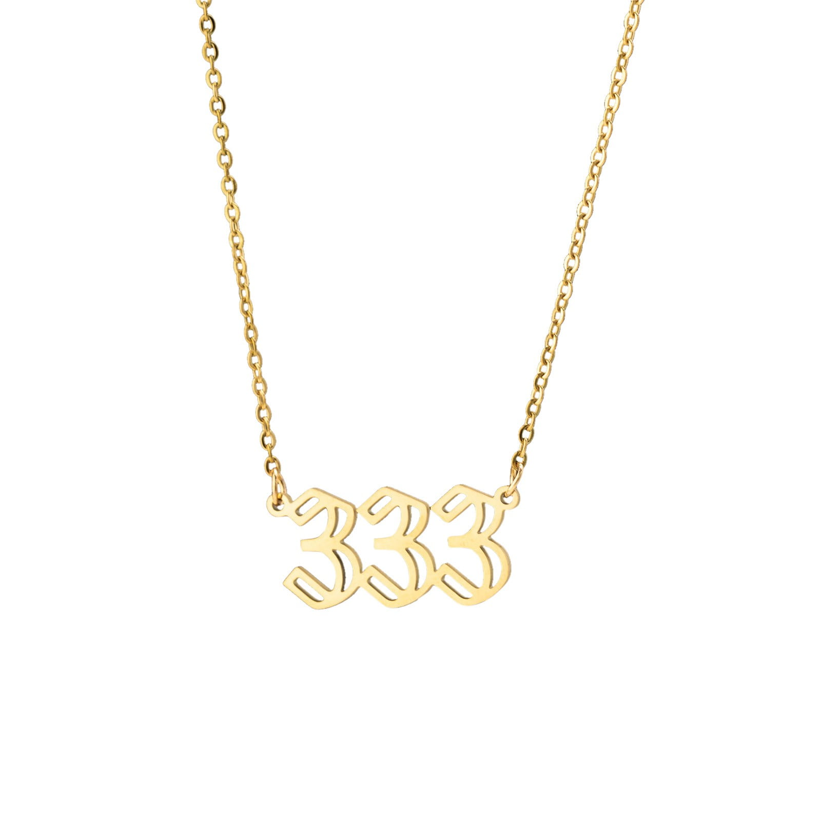 1PCS Angel Number Necklace Pendant Golden/Silver Plated Stainless Steel ...