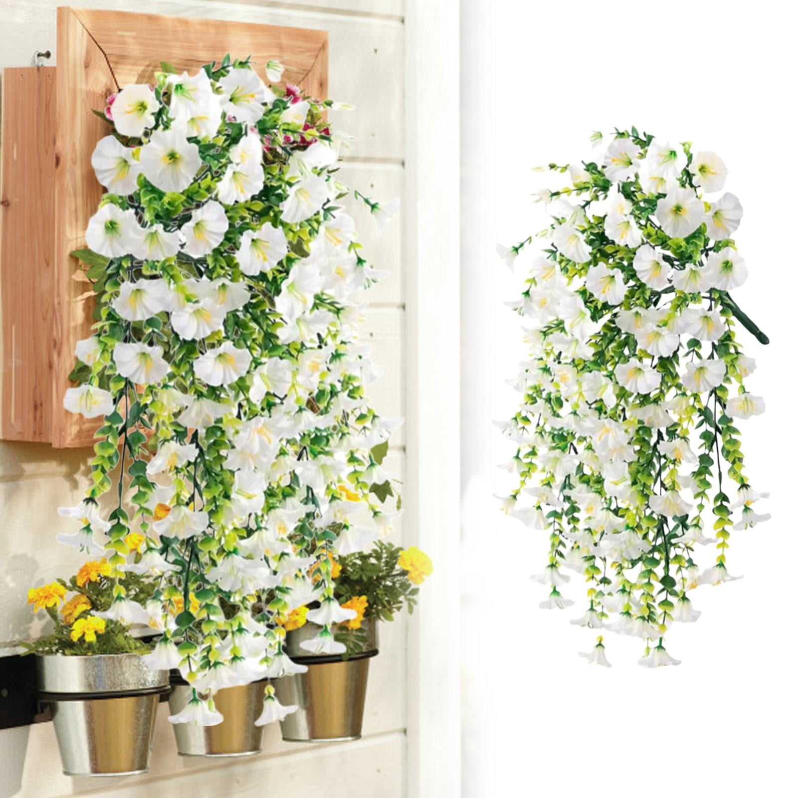 1PCS Artificial Hanging Flowers – Faux Silk Purple Vine with Eucalyptus ...