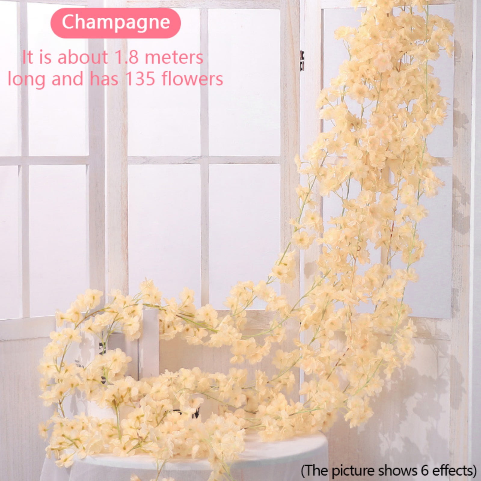 1PCS Artificial Sakura Flowers Vine For Wedding Party Silk Christmas ...