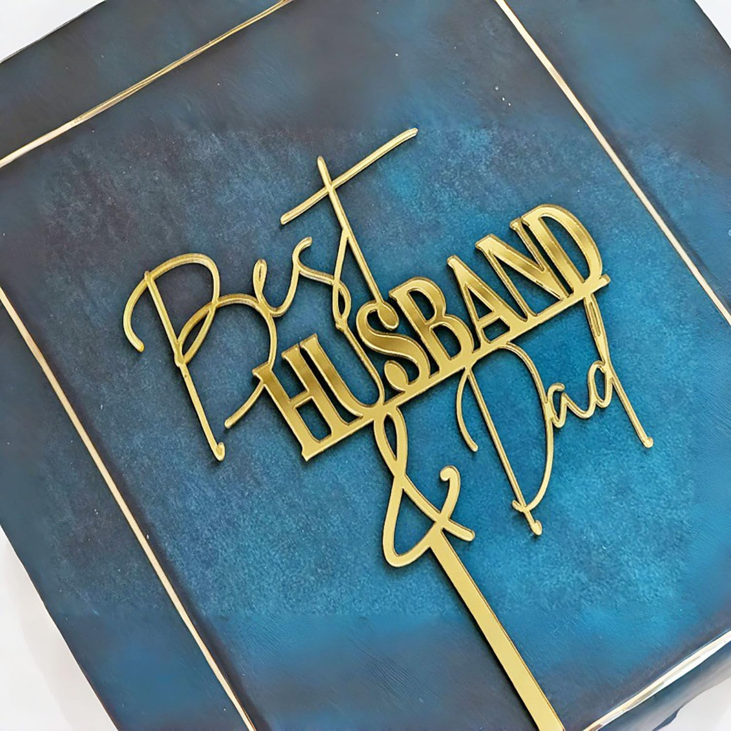 1PCS Best Husband TWE5 & Dad Cake Side Decoration, Gold Mirror Acrylic ...