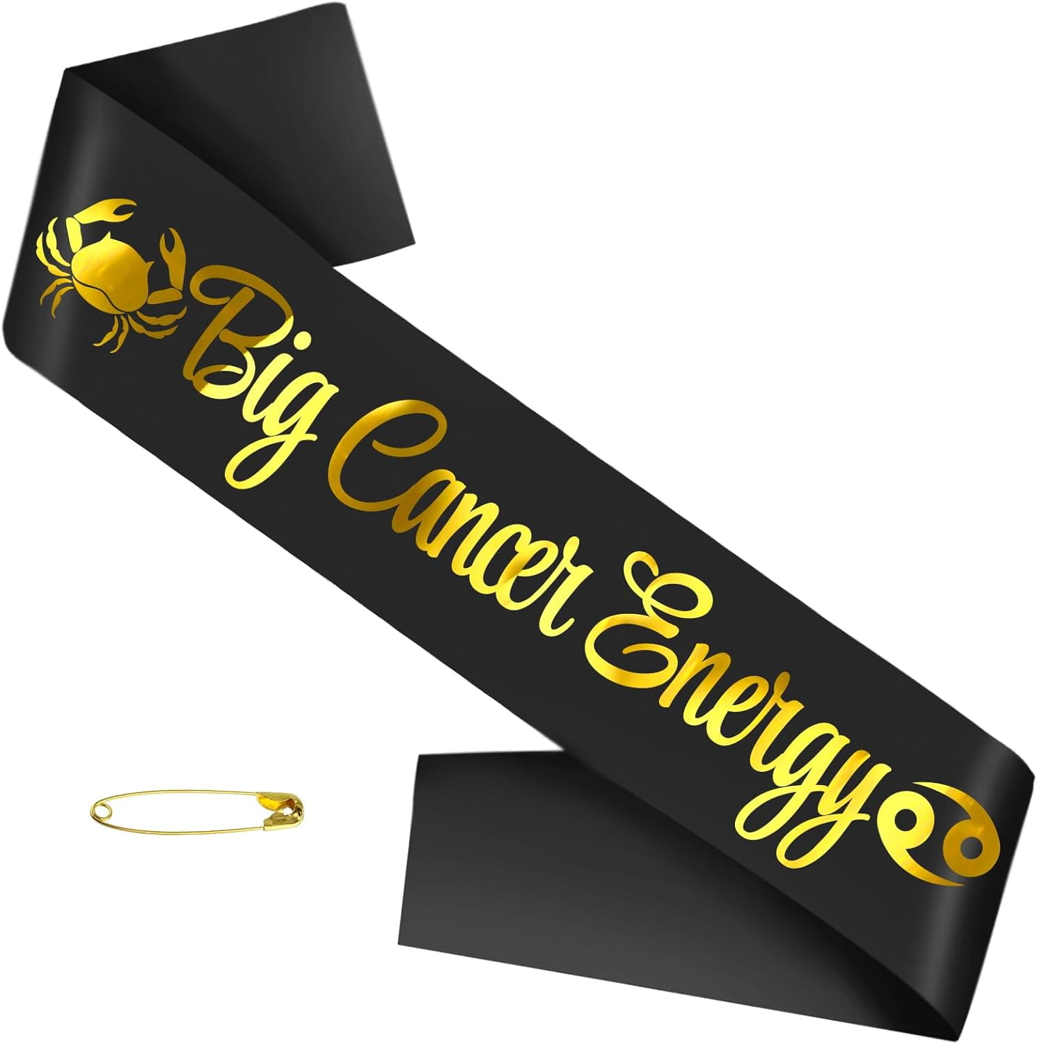 1PCS Big Cancer Energy Sash, Black Satin Gold Foil Cancer Zodiac ...