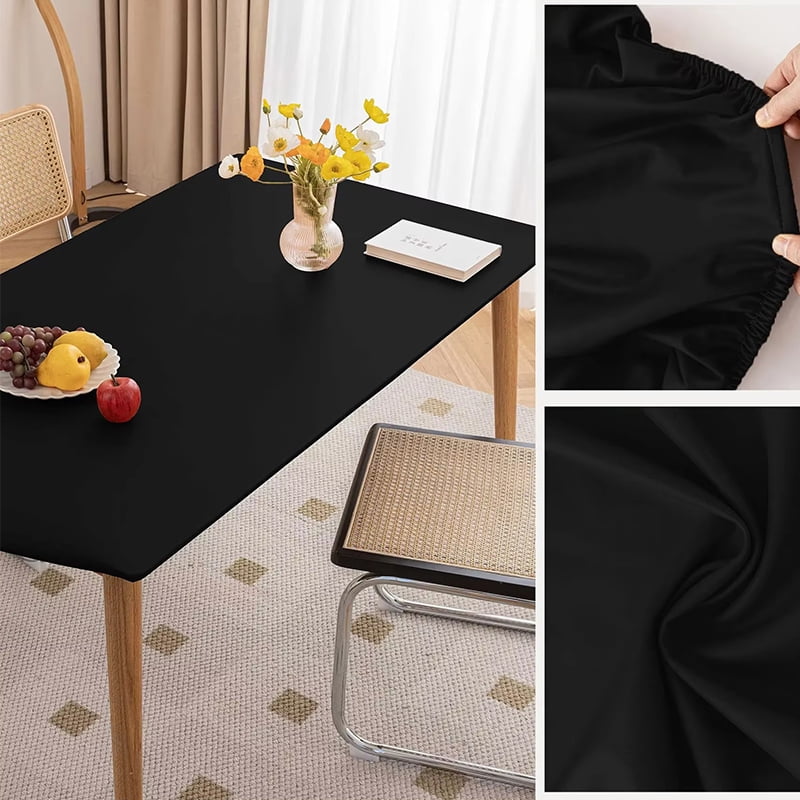 1PCS Black PU Waterproof Table Cover Leather Oilproof Tablecloth Solid ...