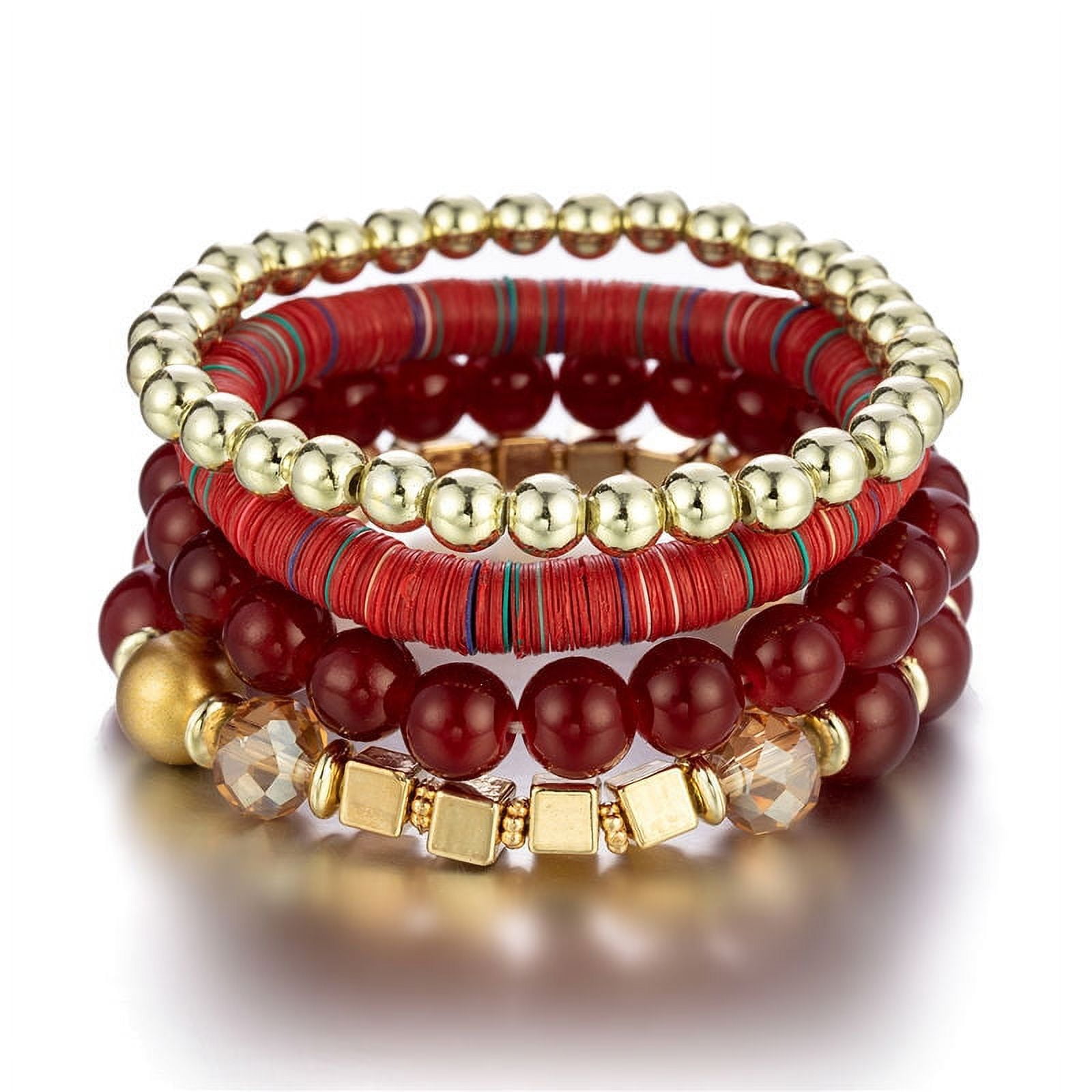 1PCS Bohemian Stackable Bead Bracelets, Multicolor Stretch Bead ...