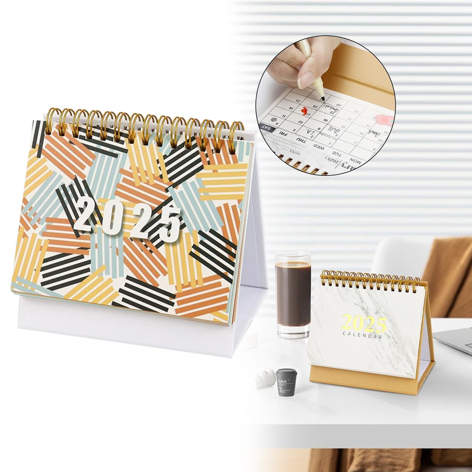 1PCS Calendar Desk Calendar 2024 2025 Creative Standing Flip Small Desk ...