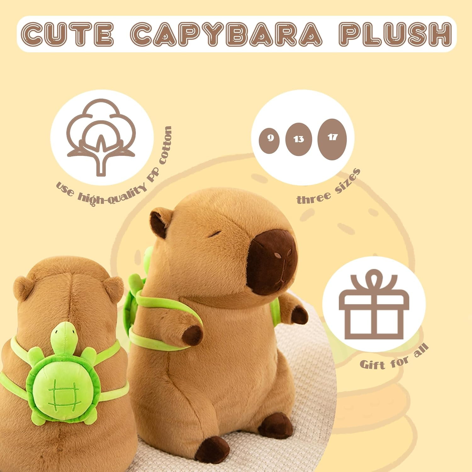 1PCS Capybara Stuffed Animal，Adorable Capybara Plush Toy with Removable ...