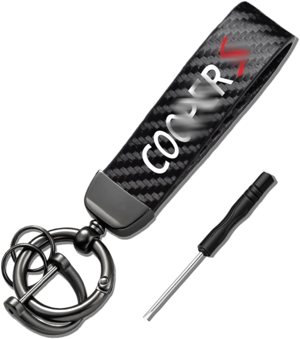 1PCS Car Keychain Compatible with Cooper excellent Carbon fiber texture ...