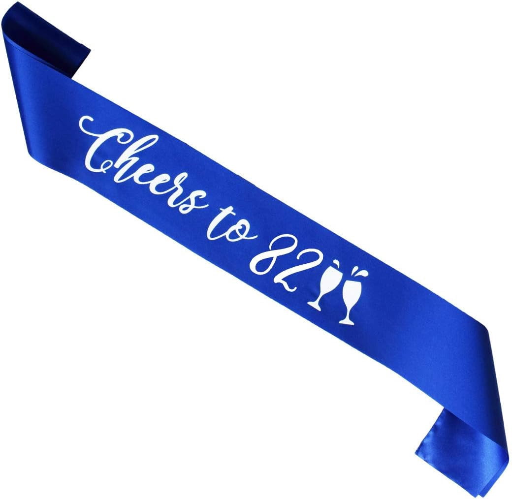 1PCS Cheers to 82 Birthday Sash, Royal Blue Satin White Champagne Glass ...