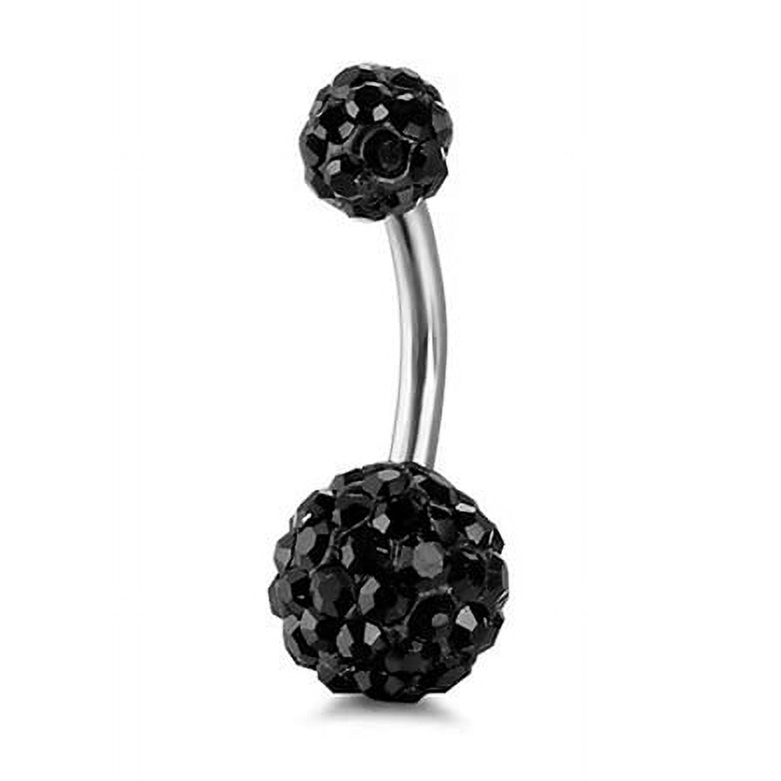 1PCS Crystal Ball Belly Button Rings Stainless Steel Zircon Navel ...