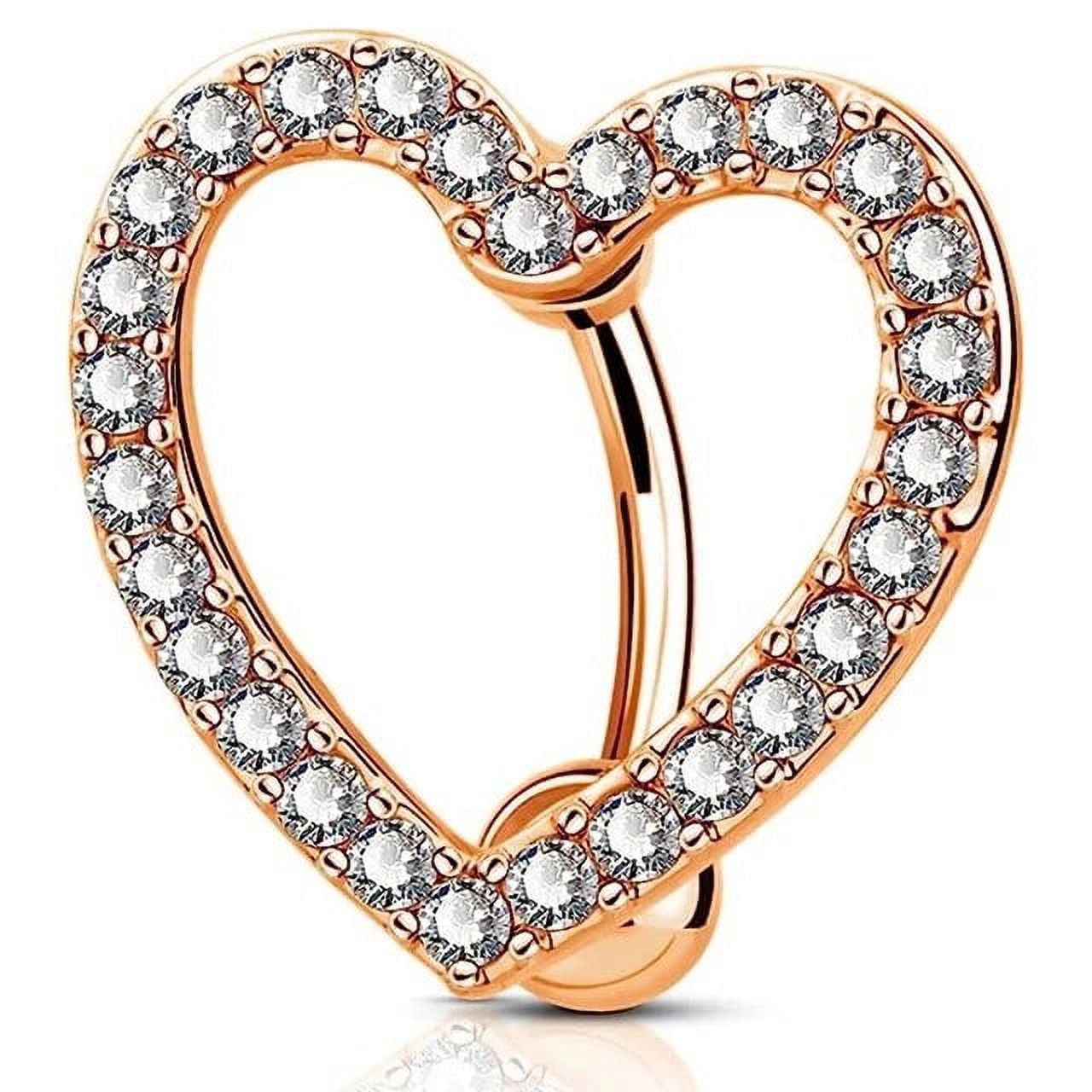 1PCS Crystal Heart Belly Button Rings Stainless Steel Butterfly Belly Ring Cute Pink Navel ...