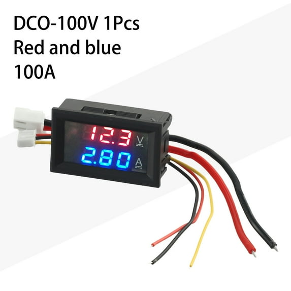1Pcs Dc0-100V 10A 50A 100A Voltmeter Ammeter Red Blue Led Amp Dual Digital Volt Meter Gauge Led ...