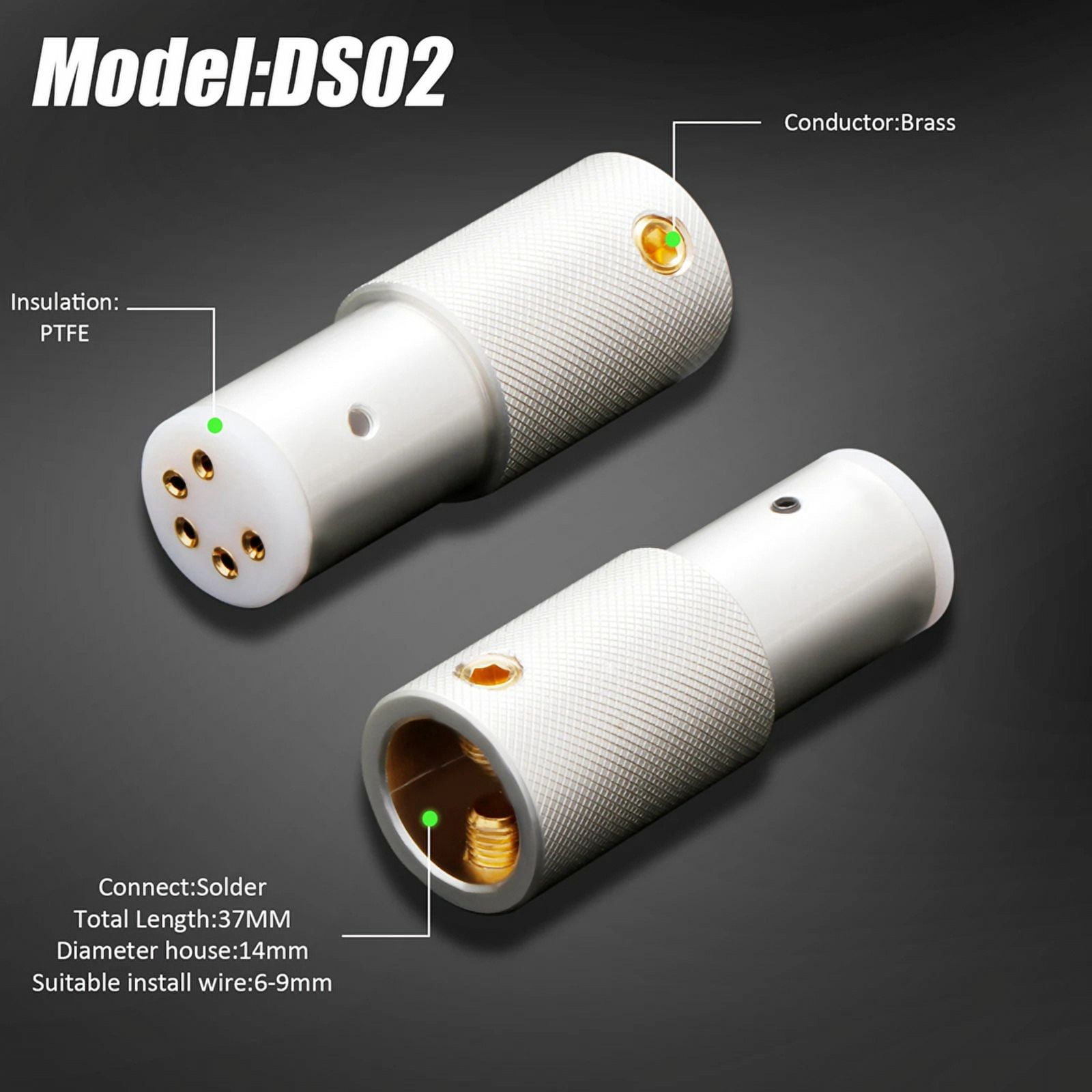 1PCS DS02 24K Gold Plated Copper Insulator 5Pin DIN Connector LP ...