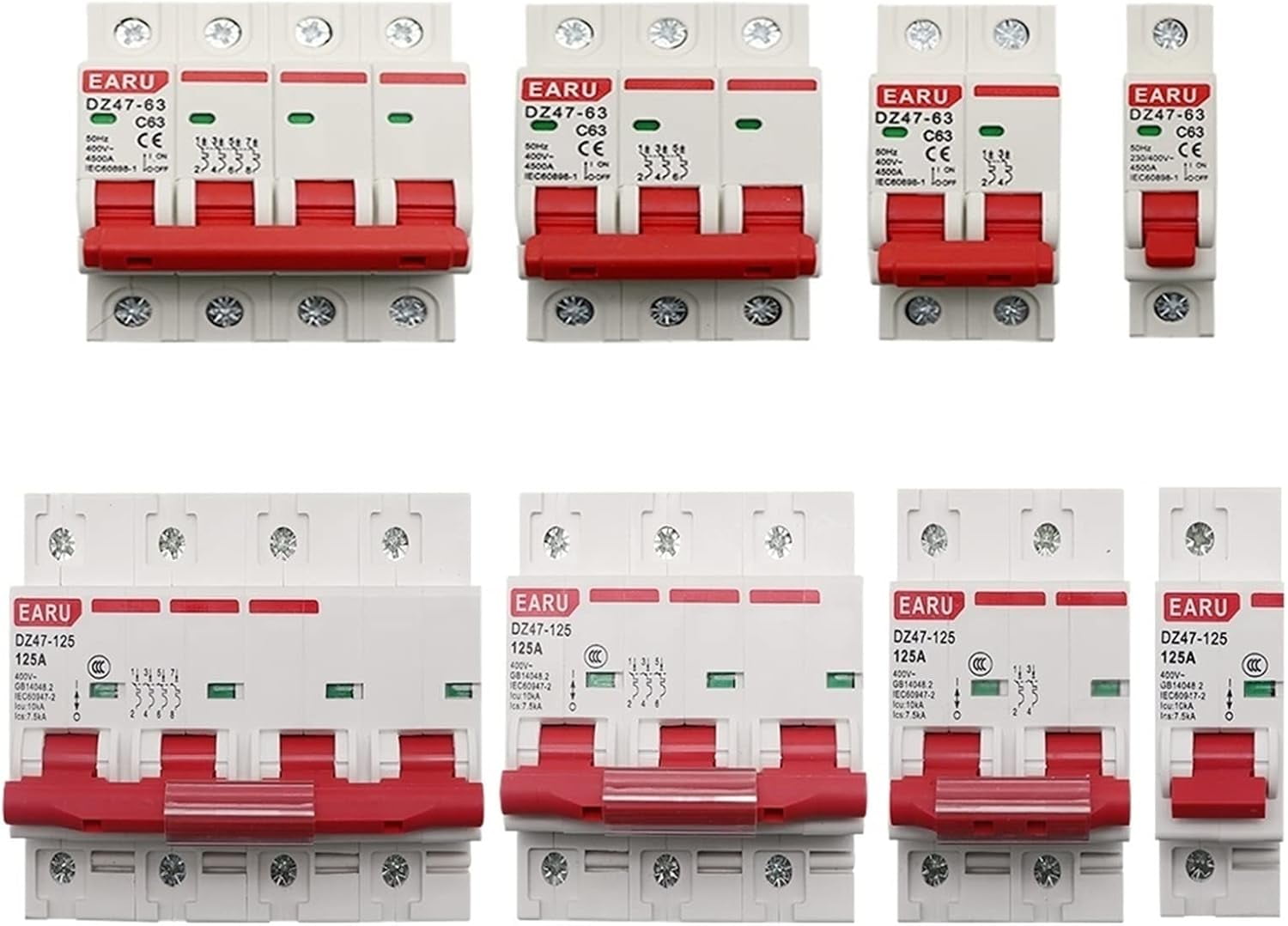 1PCS DZ47 400V 1-4P 3-125A C Type Mini Circuit Breaker MCB Short ...