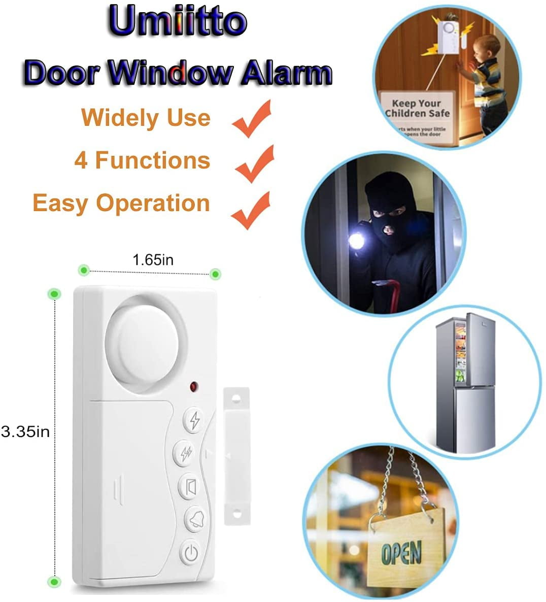 1PCS Door Alarms when Opened，4 in1 Simple Fridge Door Alarm with Delay ...