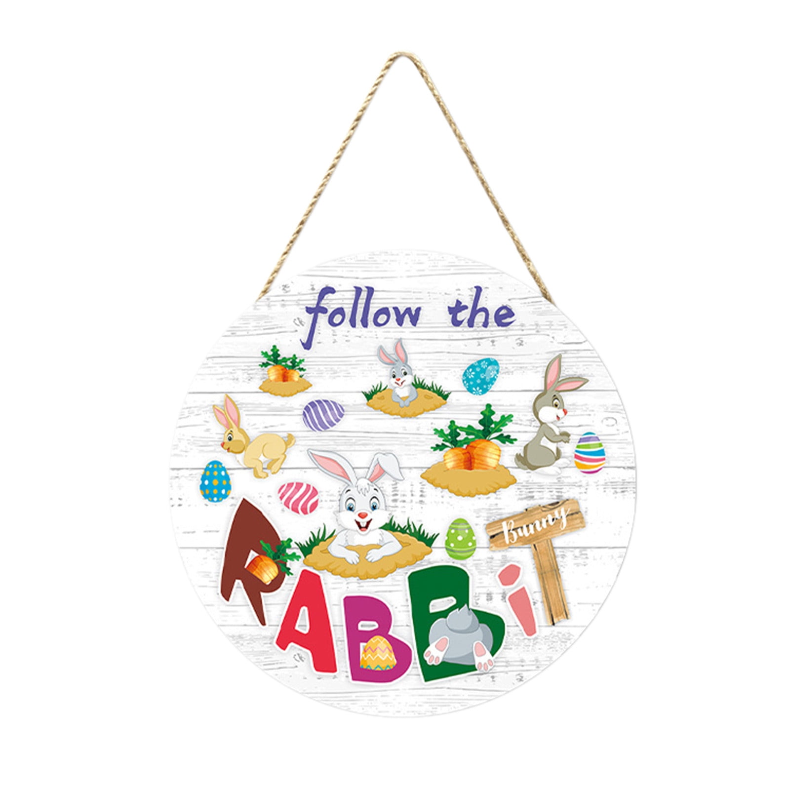 1PCS Easter Welcome Wreath Cute Bunny Happy Easter Signs for Front Door ...