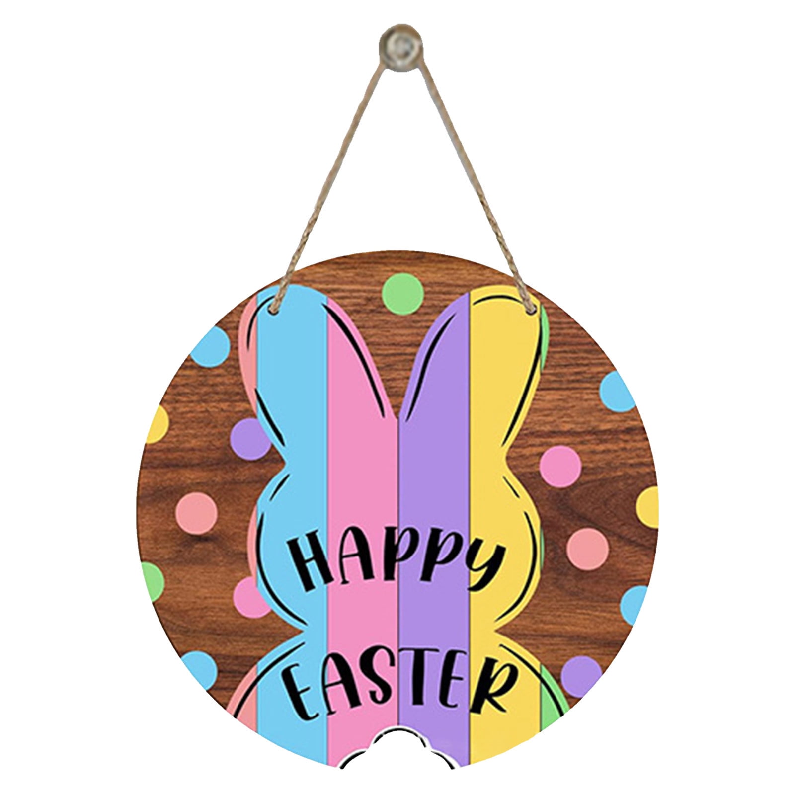 1PCS Easter Welcome Wreath Cute Bunny Happy Easter Signs for Front Door ...