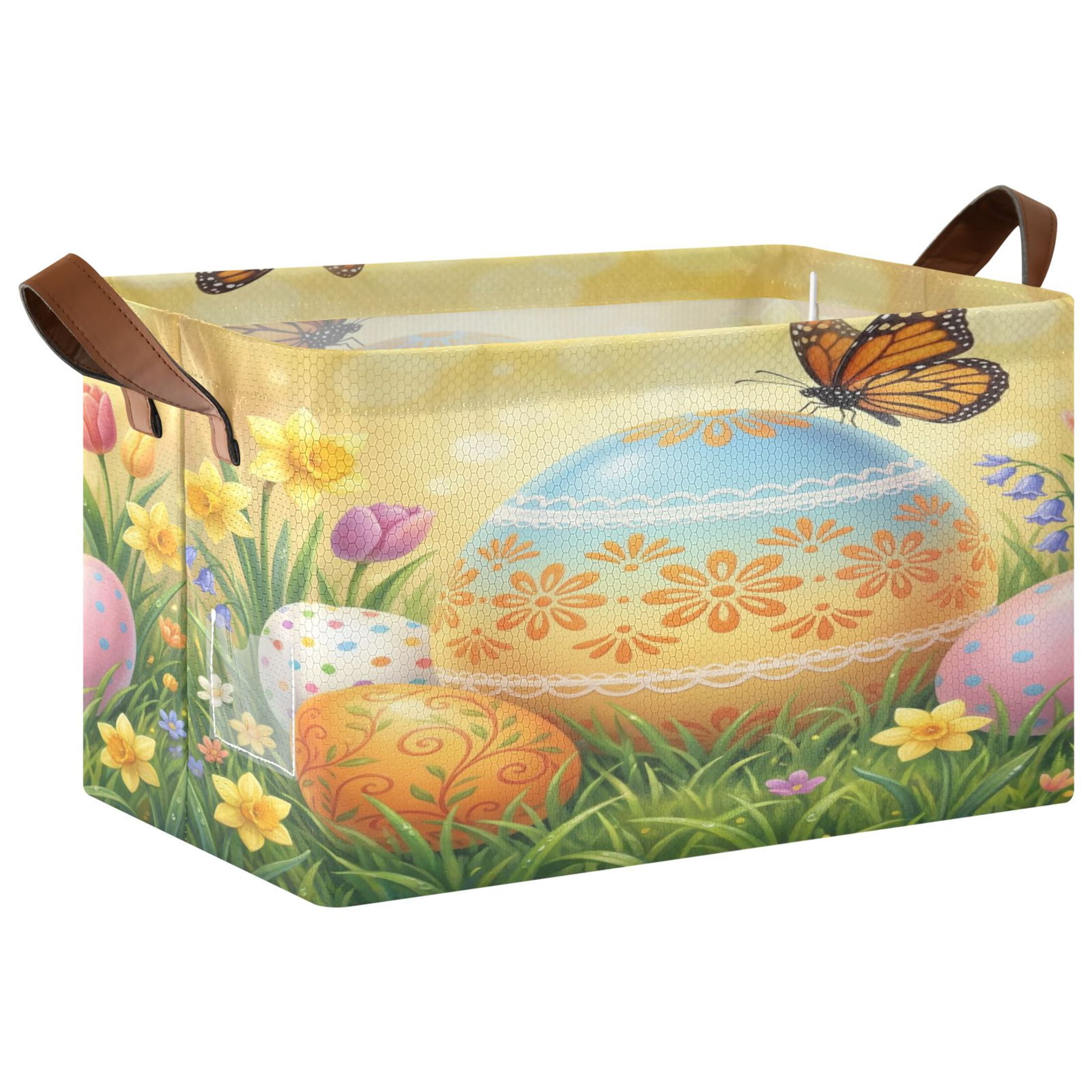 1PCS Fabric Storage Baskets with Iron Frame Foldable Storage Bins with ...