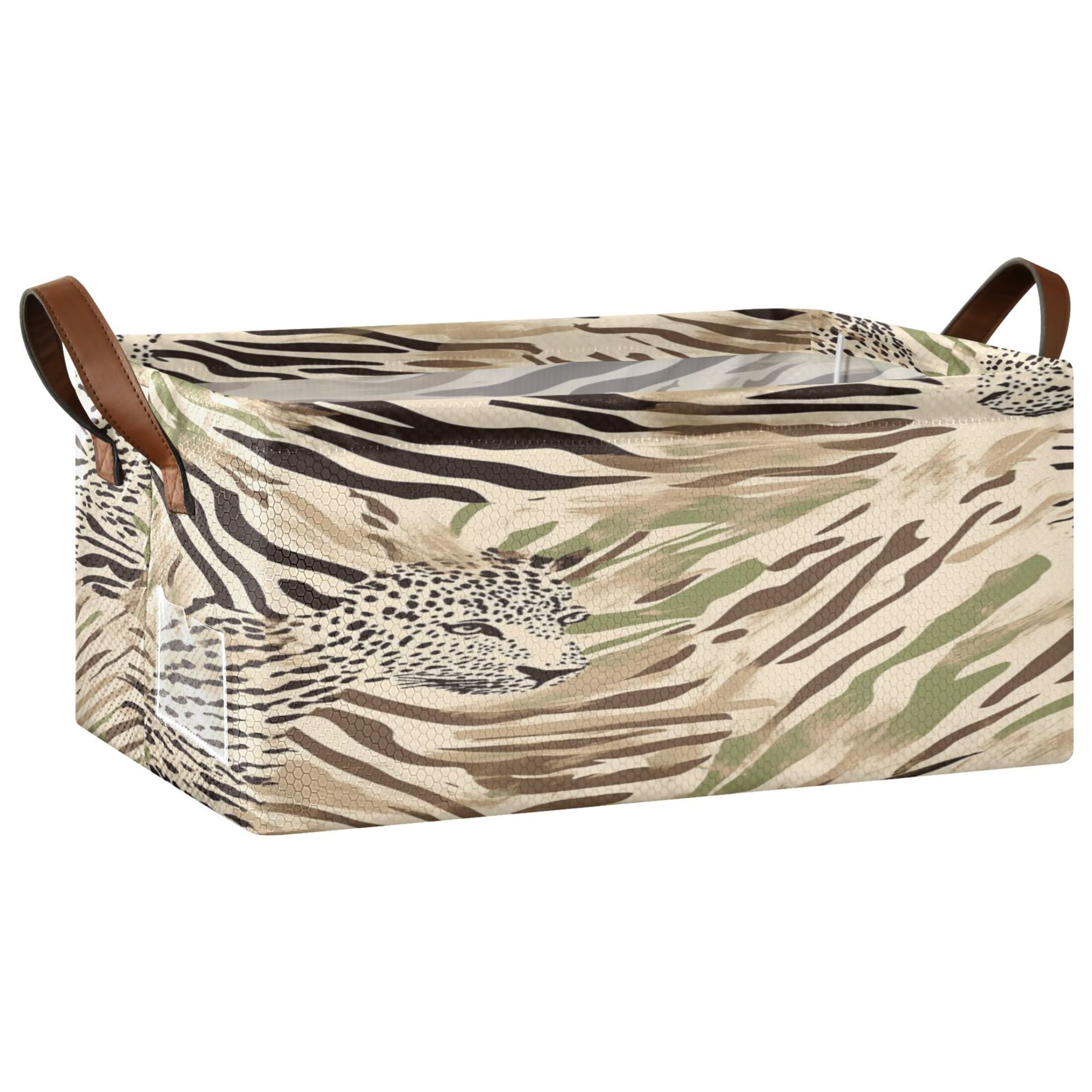 1PCS Foldable Storage Basket with Metal Frame Collapsible Organizer Bin ...